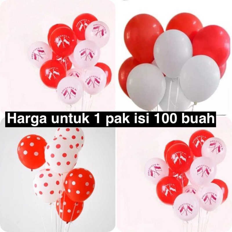 Jual Balon latex 17 agustus/ merah putih/polkadot/kemerdekaan 1 pak isi ...
