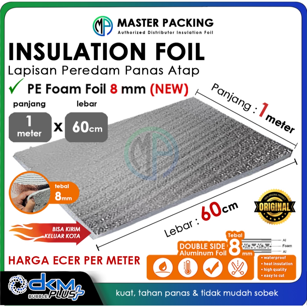 Jual Alumunium Foil Ecer Meteran 1m x 60cm x 8mm PE Foam Insulation ...