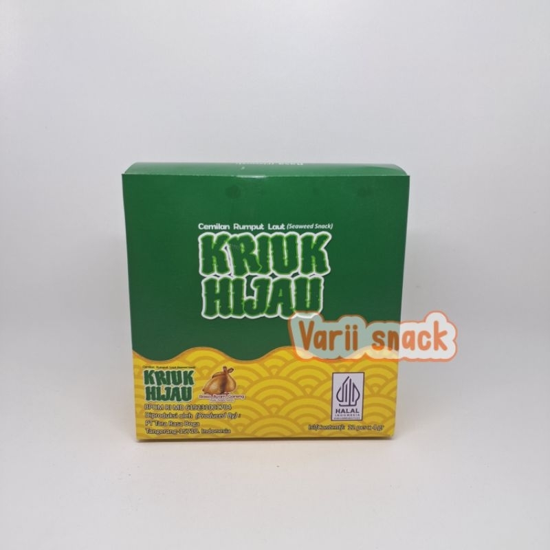 Jual Kriuk Hijau Cemilan Rumput Laut Rasa Ayam / Sapi / Pedas 1 Box 12 ...