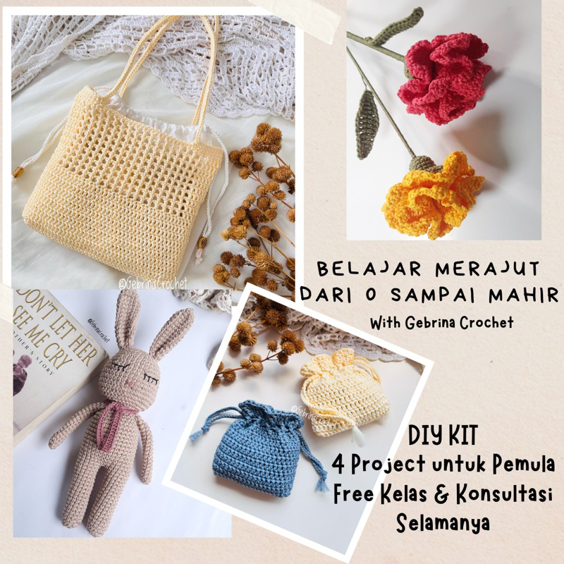 Jual DIY KIT MERAJUT UNTUK PEMULA / KURSUS MERAJUT DARI 0 SAMPAI MAHIR ...