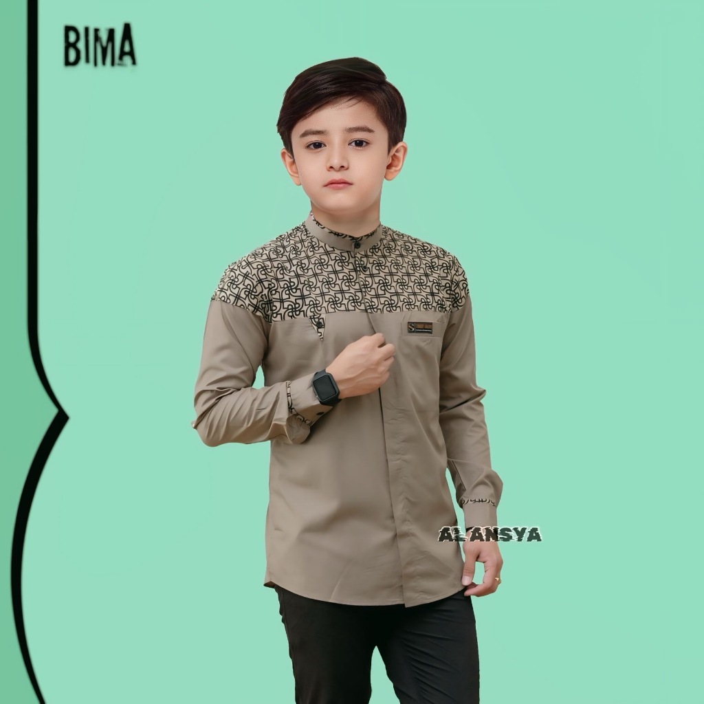 Jual Baju Koko Anak Laki Laki Lengan Panjang Kombinasi Batik Motif Bima ...