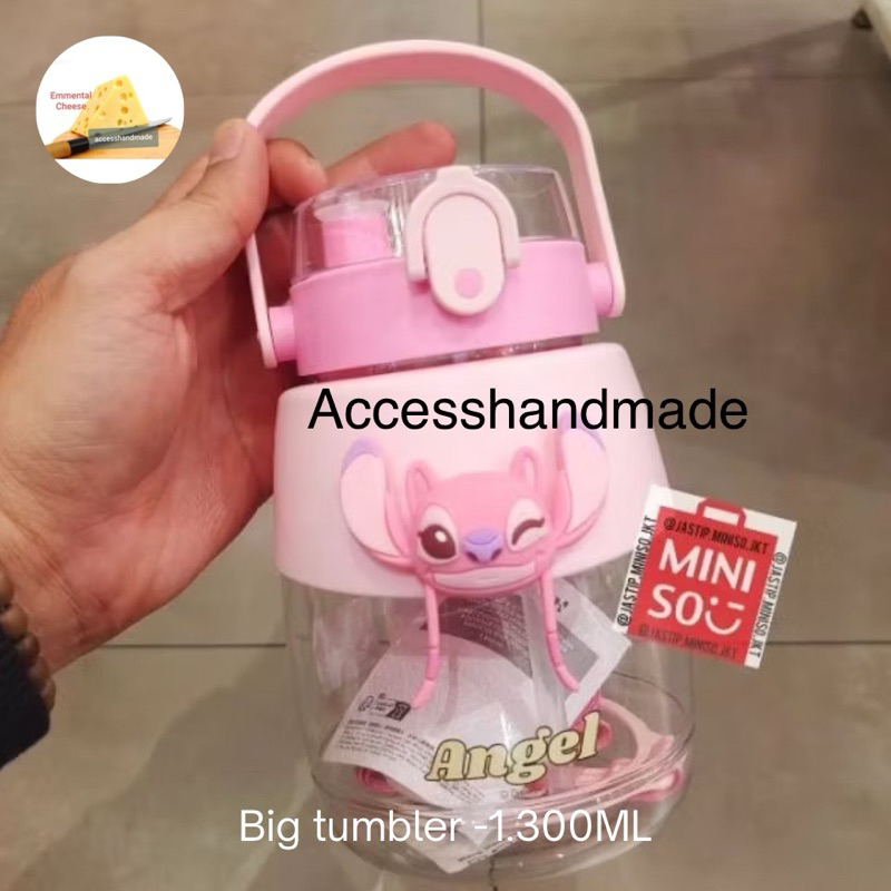 Jual MINISO TUMBLER 1.3L botol minum anak Lilo Stitch Angel Pink ...