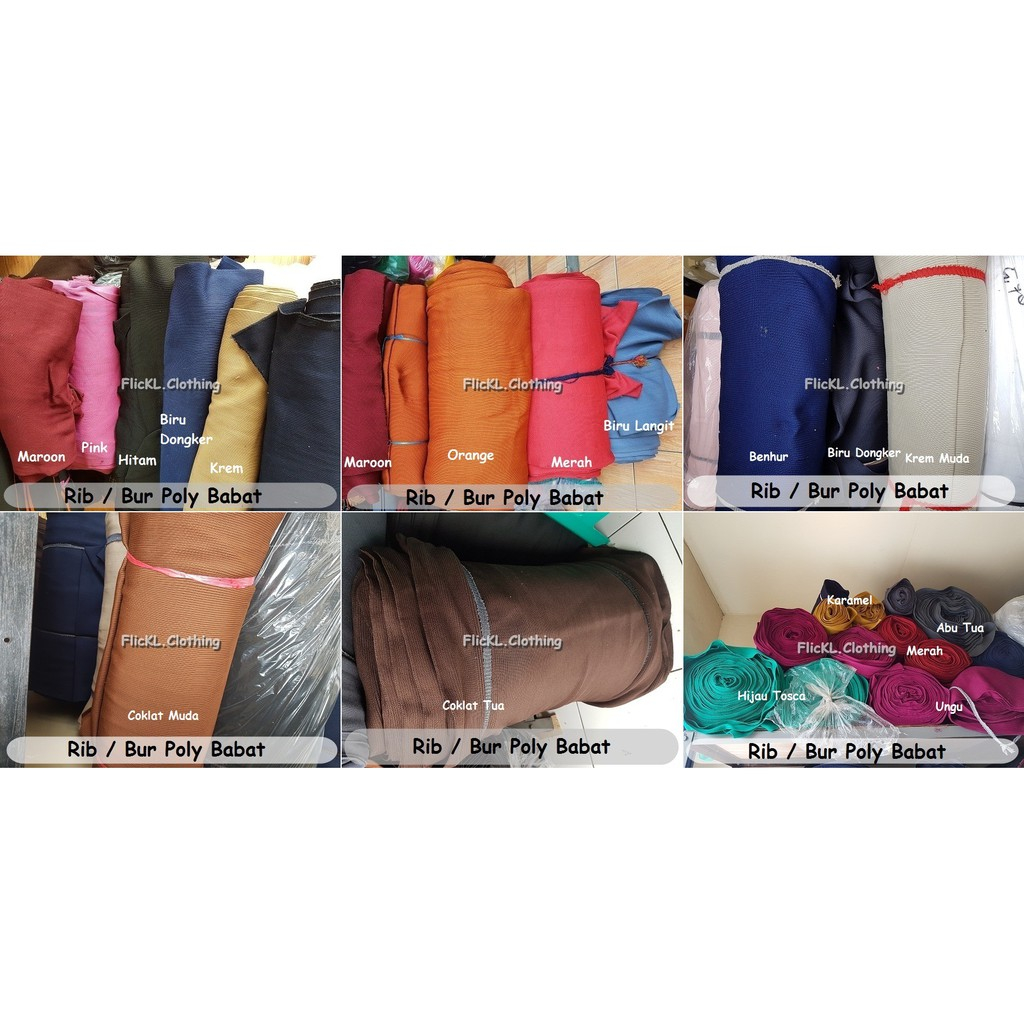 Jual Kain Bur Babat Polyester Bahan Rib Babat Polyster Bur Polos PE Rib ...