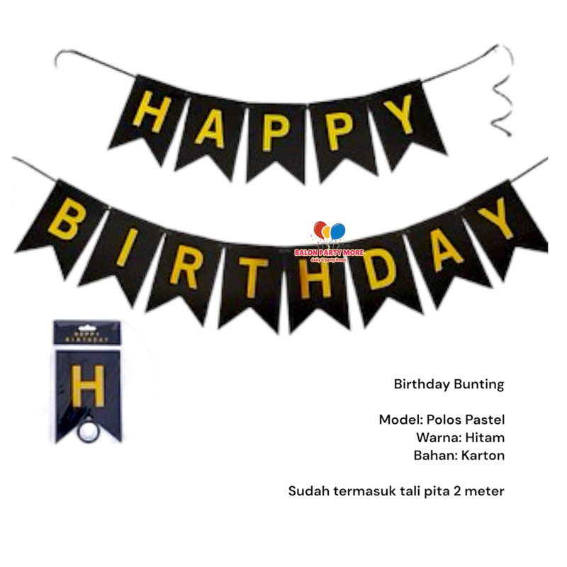Jual (WARNA POLOS) Bunting Banner Happy Birthday Macaron Polosan ...