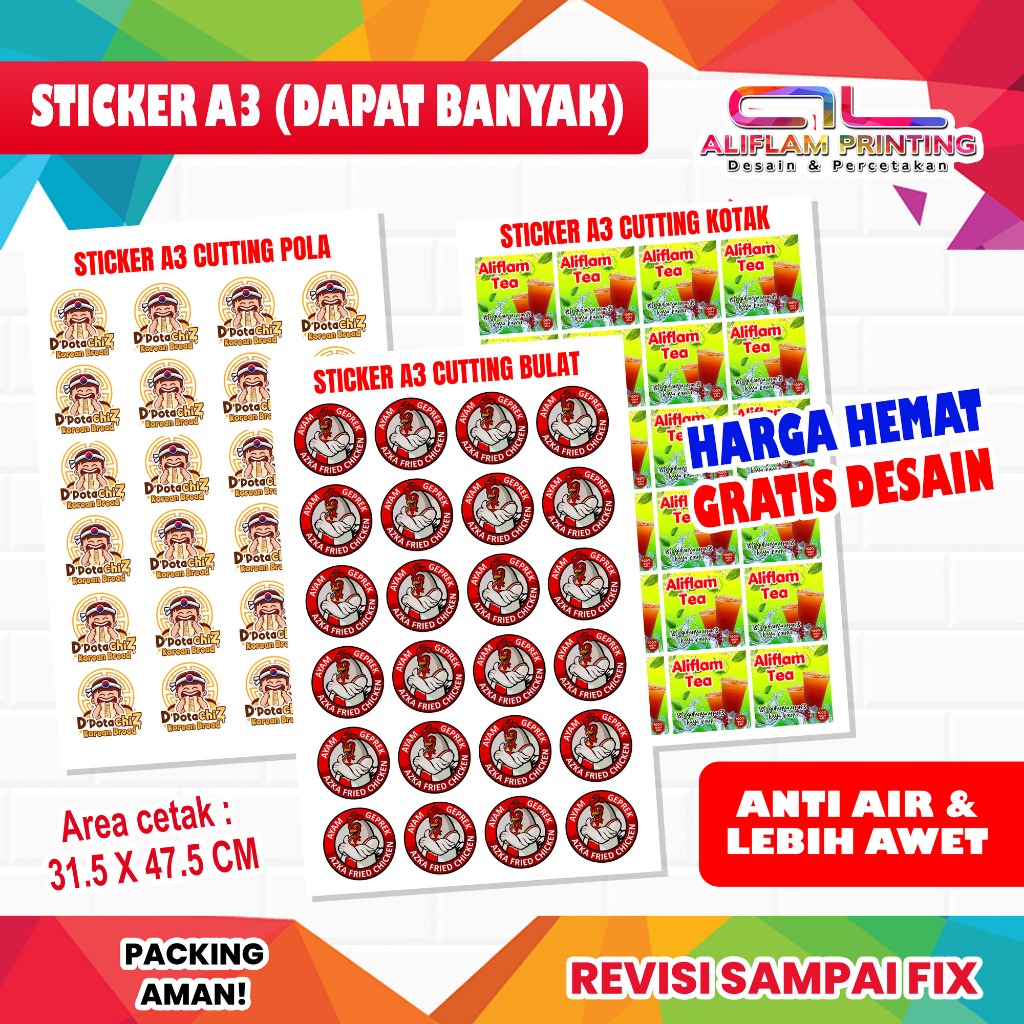 Jual CETAK STICKER ANTI AIR | A3 HARGA LEBIH HEMAT GRATIS DESAIN ...