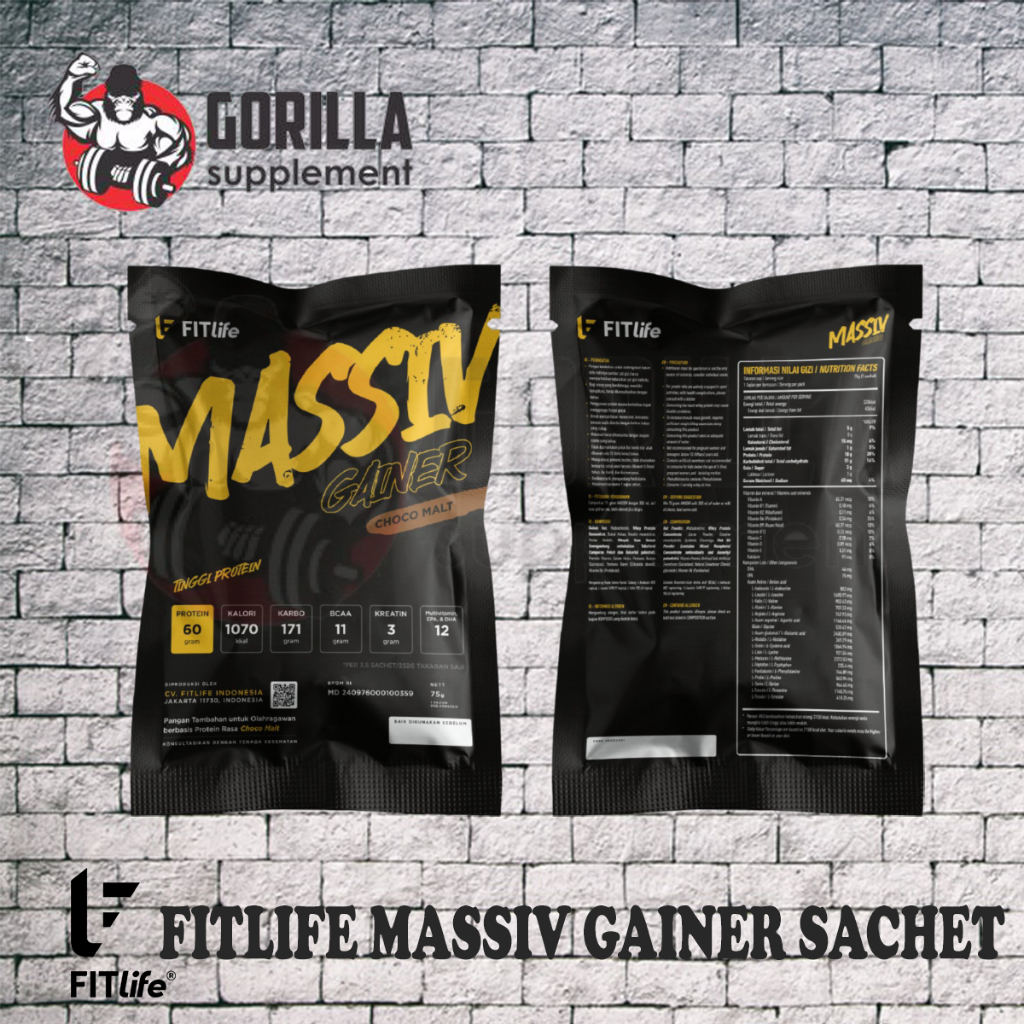 Jual FITLIFE MASSIV Gainer 1 Sachet 1/3 Serving Mass Gainer Masiv ...