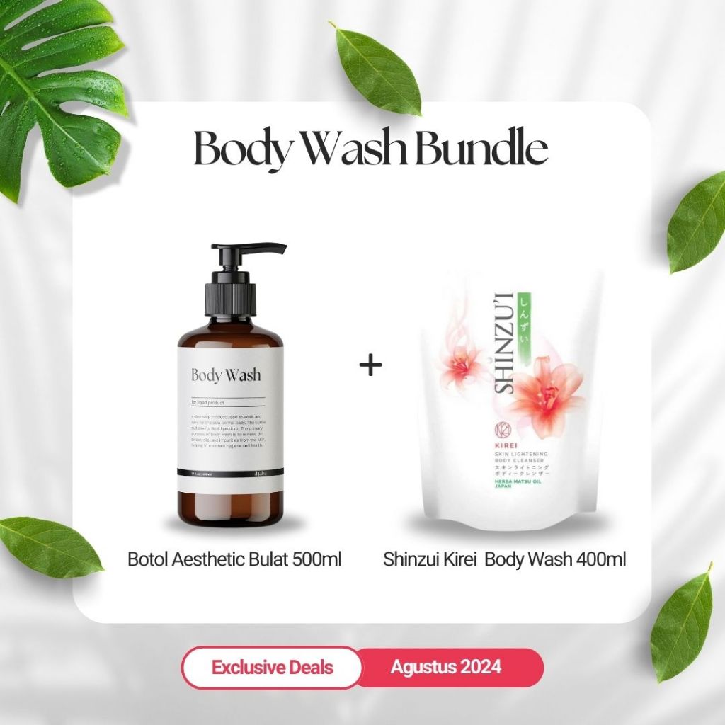 Jual Botol Sabun Refill Aesthetic Bulat 500ml & Shinzui Body Wash Kirei ...