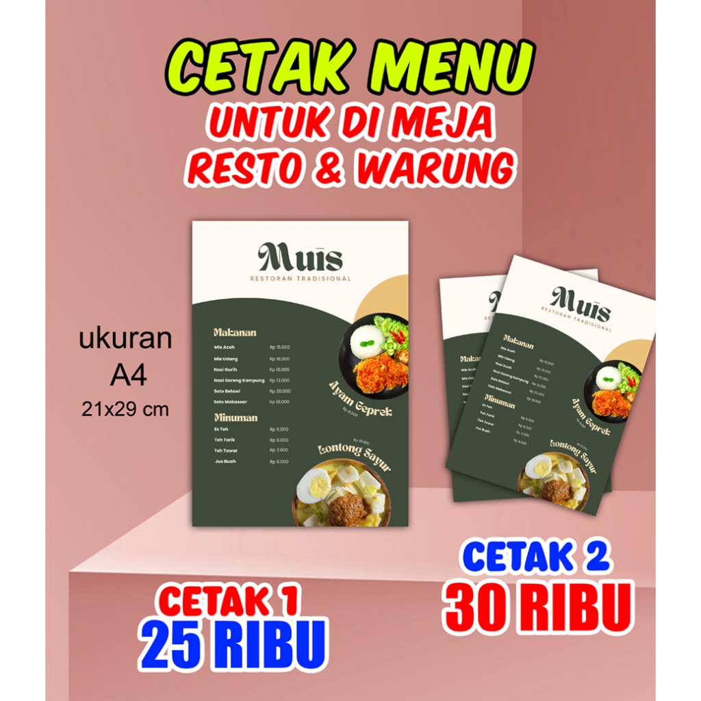 Jual daftar menu, buku menu, daftar harga, buku warung, buku resto ...