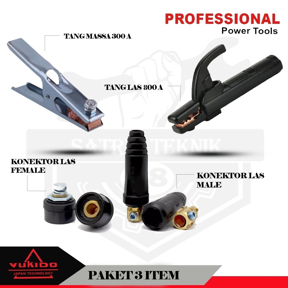 Jual PAKET TANG LAS 200A + TANG MASSA 300A + 2 SET KONEKTOR LAS ...