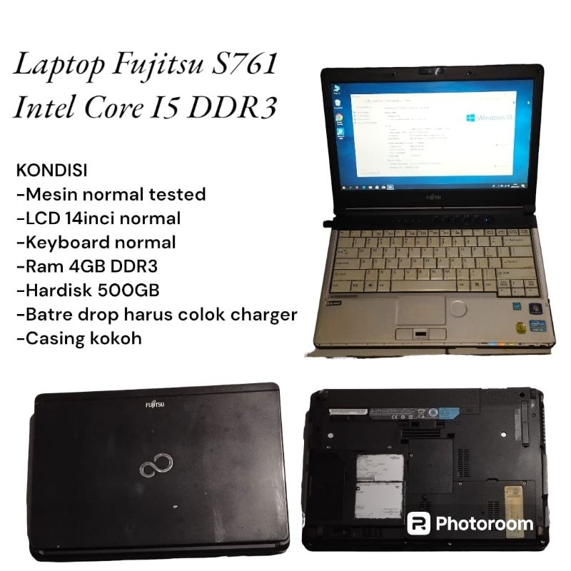 Jual Laptop Fujitsu S761 Intel Core I5 DDR3 minus baterai drop & tidak ...