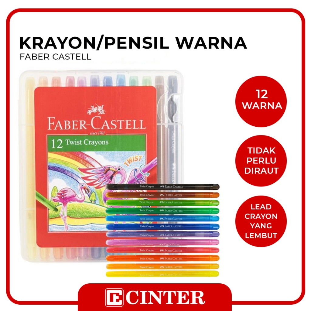 Jual FABER CASTELL - KRAYON PUTAR / TWIST CRAYON WARNA TIDAK MUDAH ...