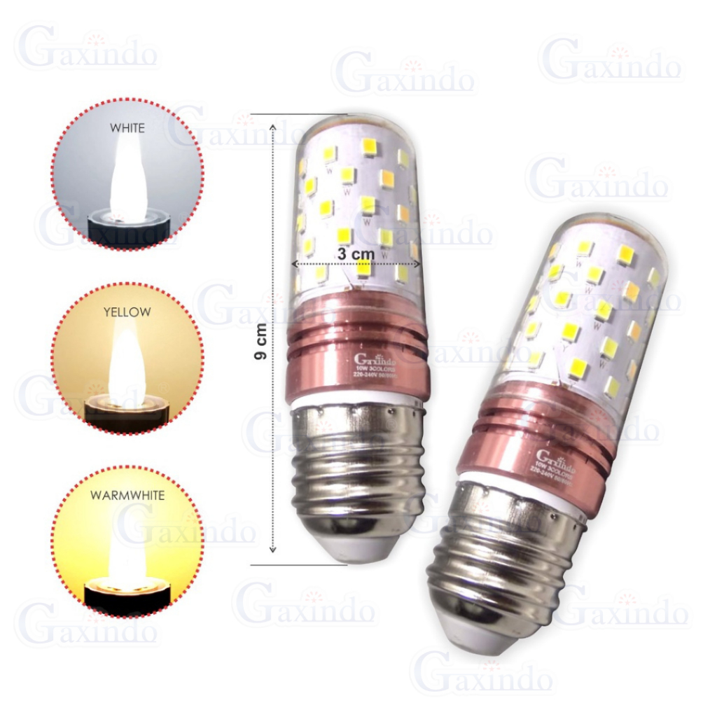 Jual LAMPU LED CANDLE 3 WARNA E14 E27 L382 10W LAMPU RUANGAN KAMAR RUMAH | Shopee Indonesia