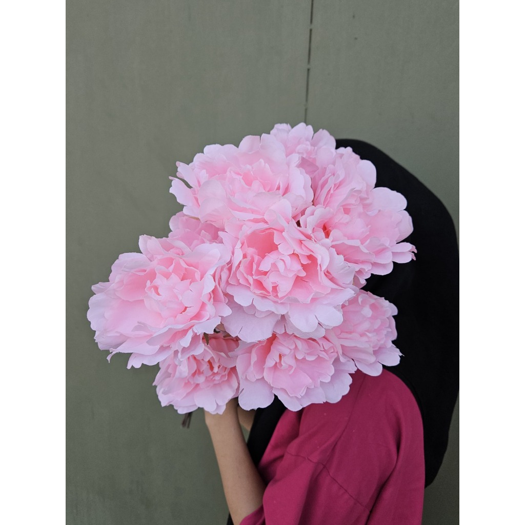Jual BUNGA PEONY BESAR CABANG 3 BUNGA ARTIFICIAL / PALSU / BUATAN BAHAN ...