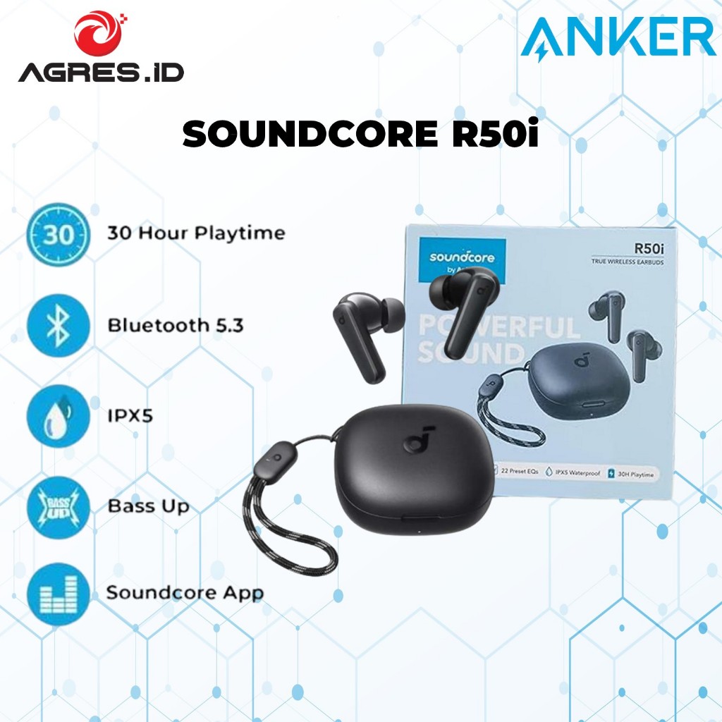 Jual ANKER SOUNDCORE R50I TWS STICK EARPHONE WIRELESS BLUETOOTH 5.3 EXTRA BASS A3949 BLACK ...