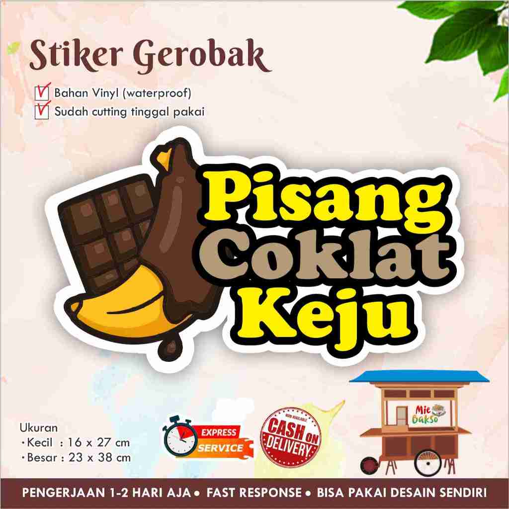 Jual STIKER KACA GEROBAK VINYL PISANG COKLAT KEJU | Shopee Indonesia