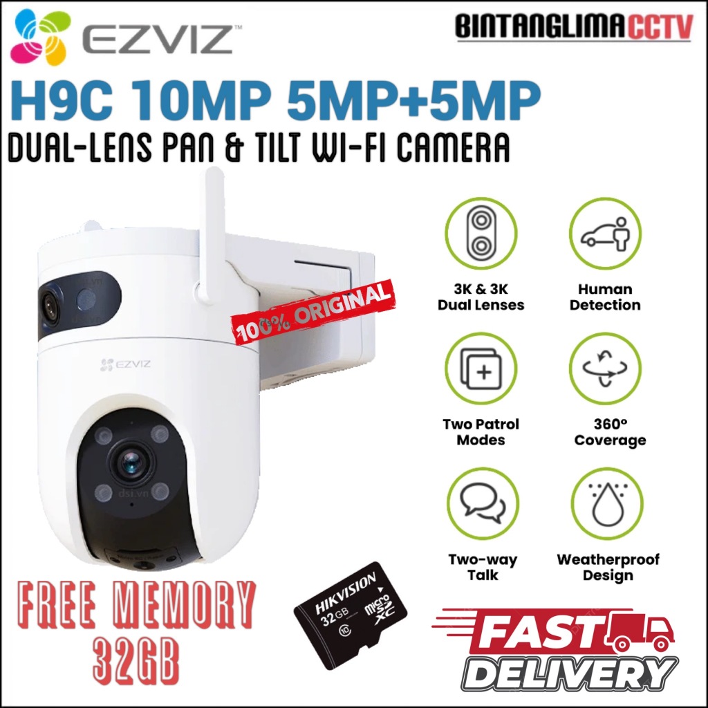 Jual Ezviz H9c Dual-Lens 3K (5MP+5MP) Smart Home Wifi Pan Tilt IP Camera CCTV Outdoor | Shopee ...