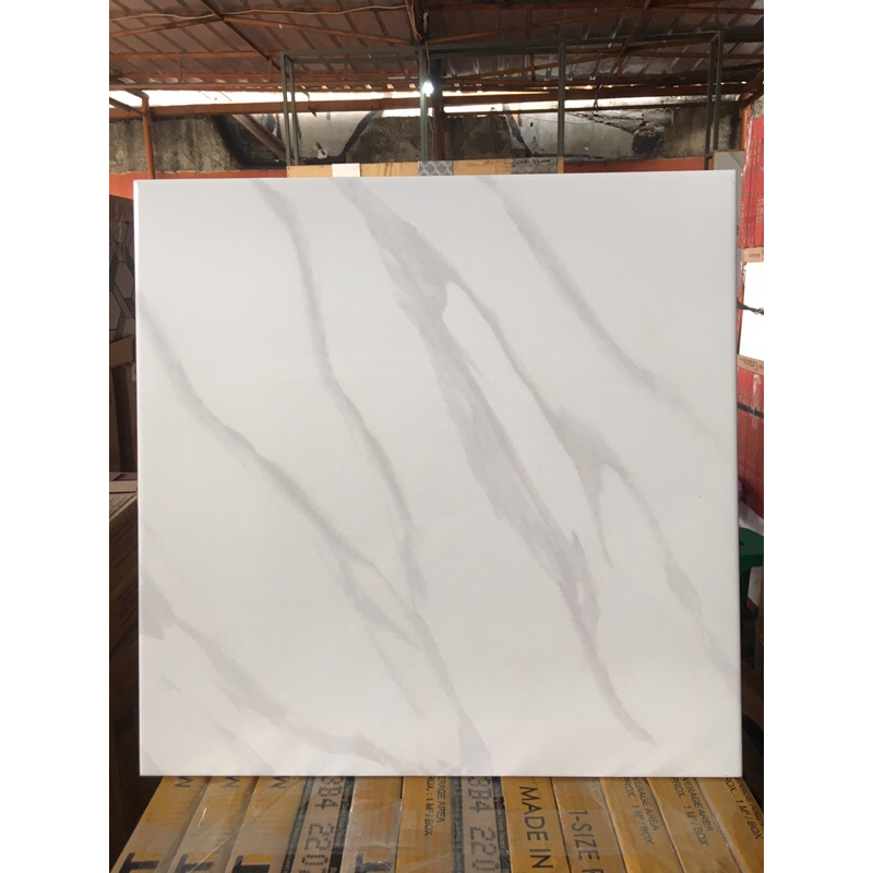 Jual keramik lantai 50x50 motif marmer carara white ikad kilap glossy glosy glosi lantai dinding ...