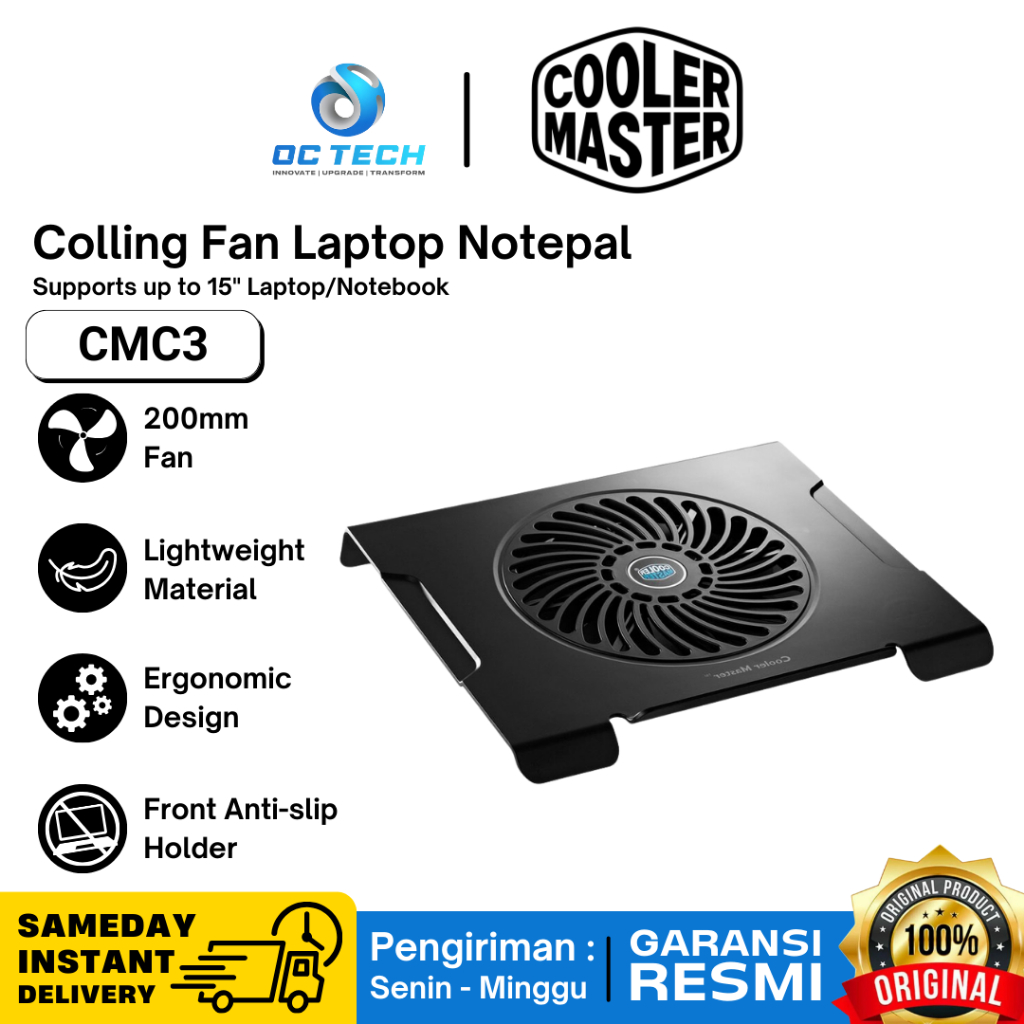Jual COOLER MASTER NOTEPAL CMC3 SILENT FAN LAPTOP COOLING PAD LAPTOP ...