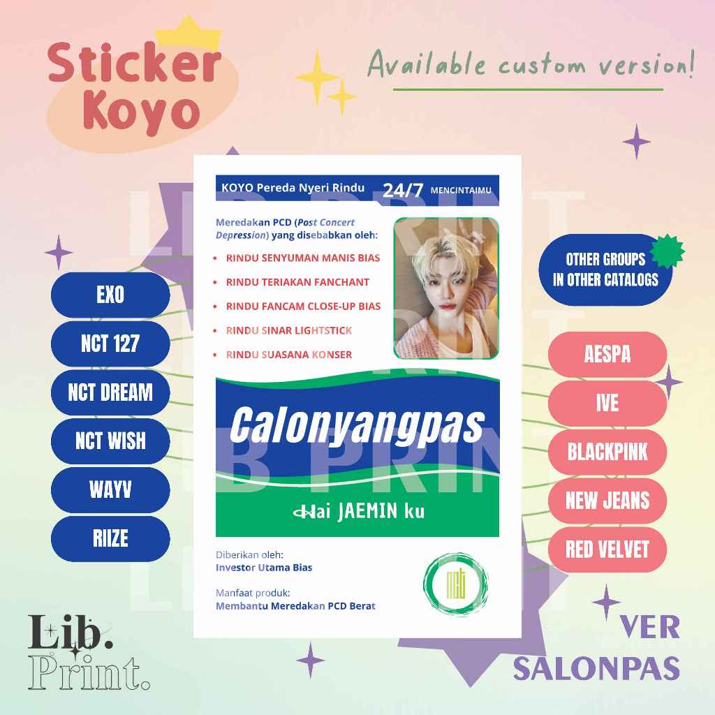 Jual STICKER SALONPAS KOYO CUSTOM NCT EXO NCT DREAM RIIZE WAYV NCT127 ...