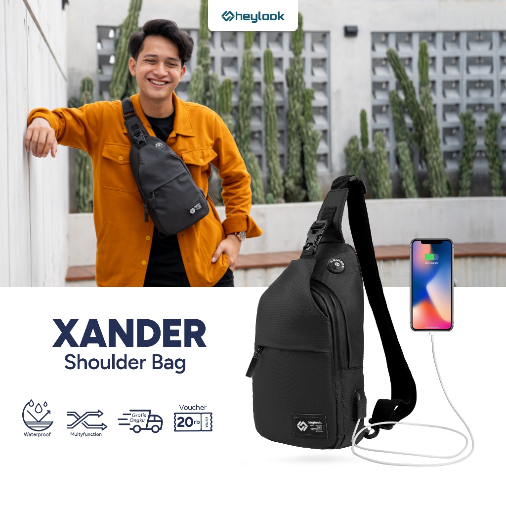 Jual HEYLOOK - Tas Selempang Pria XANDER Sling Bag Cowok Waist Bag Waterproof Shoulder Bag Anti ...