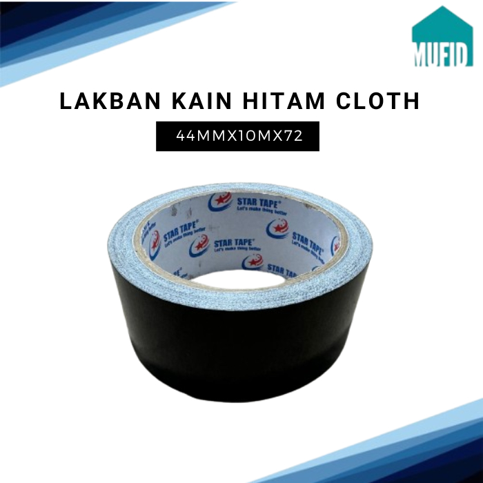 Jual Lakban Kain Hitam / Cloth Tape Hitam 44mm x 10 meter | Shopee ...