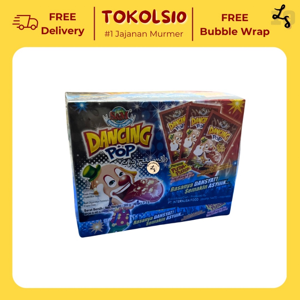 Jual Dancing Pop Permen Pletak Pletok Rasa Stroberi&Jeruk 1 Box Isi 40 ...