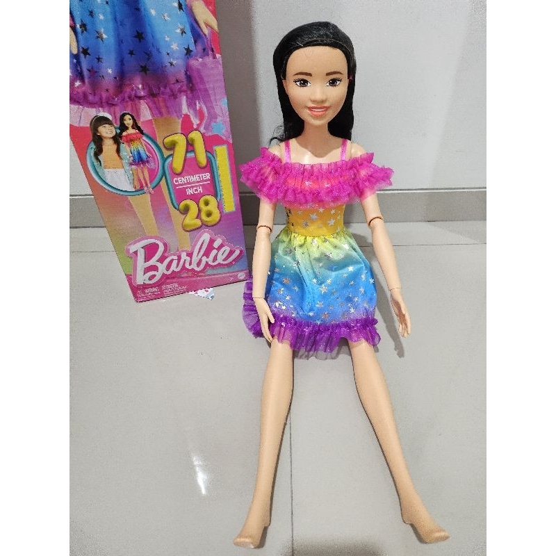 Jual Barbie black hair rainbow dress 71cm (baru bekas unboxing ...