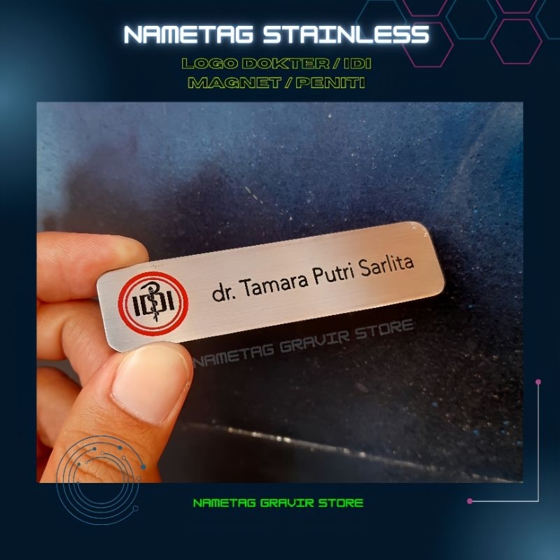 Jual Name Tag / Nama Dada / Nametag Grafir Stainless Dokter / Logo IDI ...