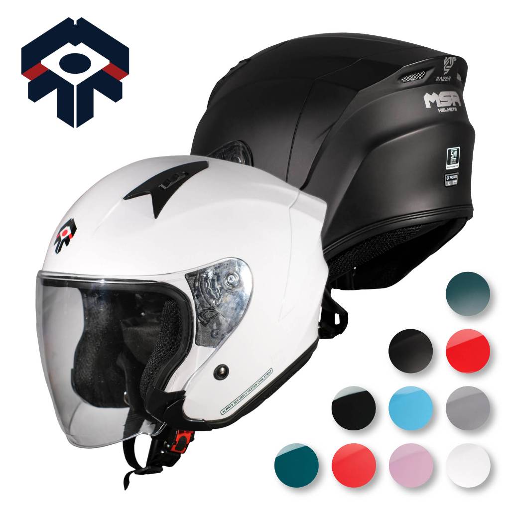 Jual Helm Motor Razer Polos - Half Face SNI Visor Bening Quick Release ...