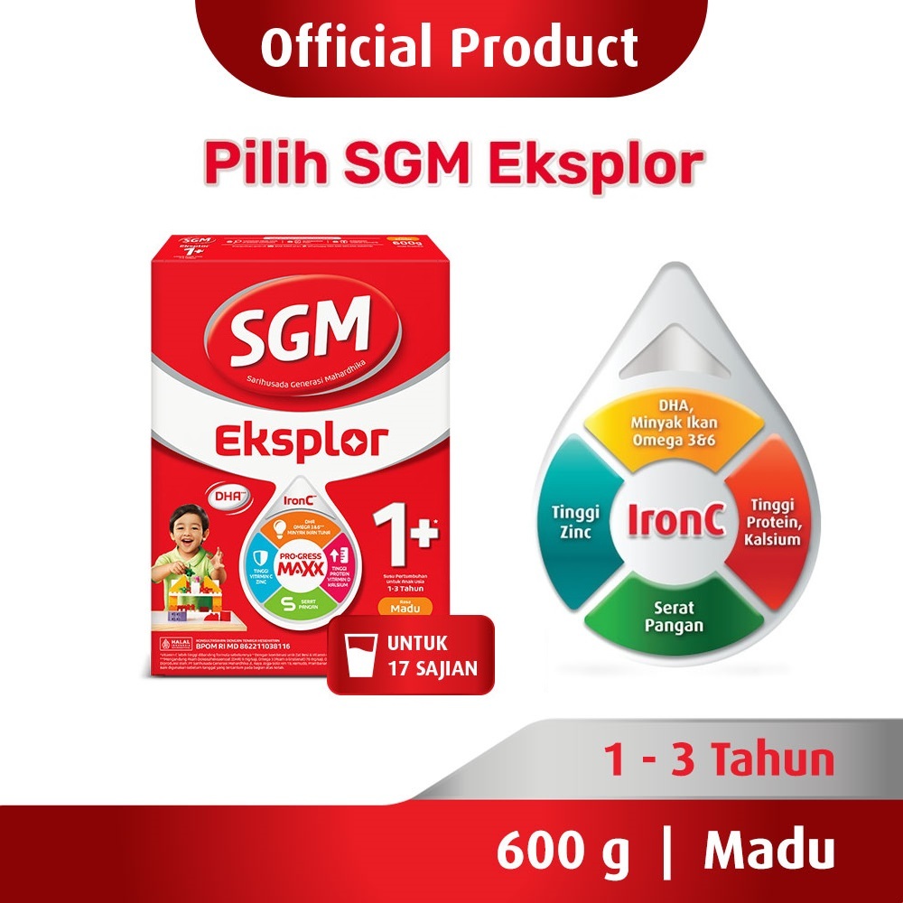 Jual Susu SGM Eksplor 1+ Pro-Gressmaxx Susu Pertumbuhan Madu 1-3 Tahun 600g | Shopee Indonesia