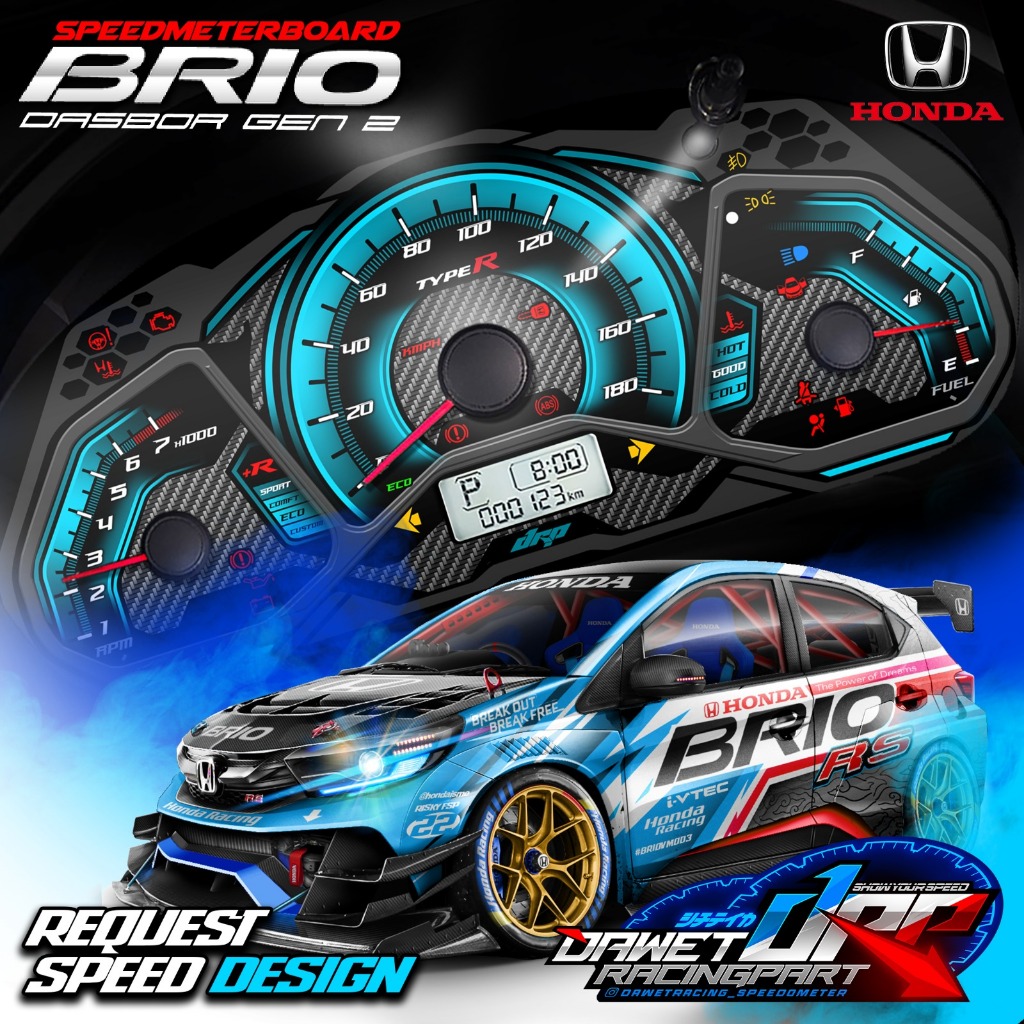 Jual SPEEDOMETER BRIO MOBILIO 3D & CARBON KHUSUS REQUEST DESAIN ...