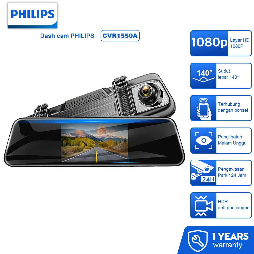 Jual Philips Kamera Mobil Dashcam DVR 1080P Full HD Car DVR Camera CVR ...