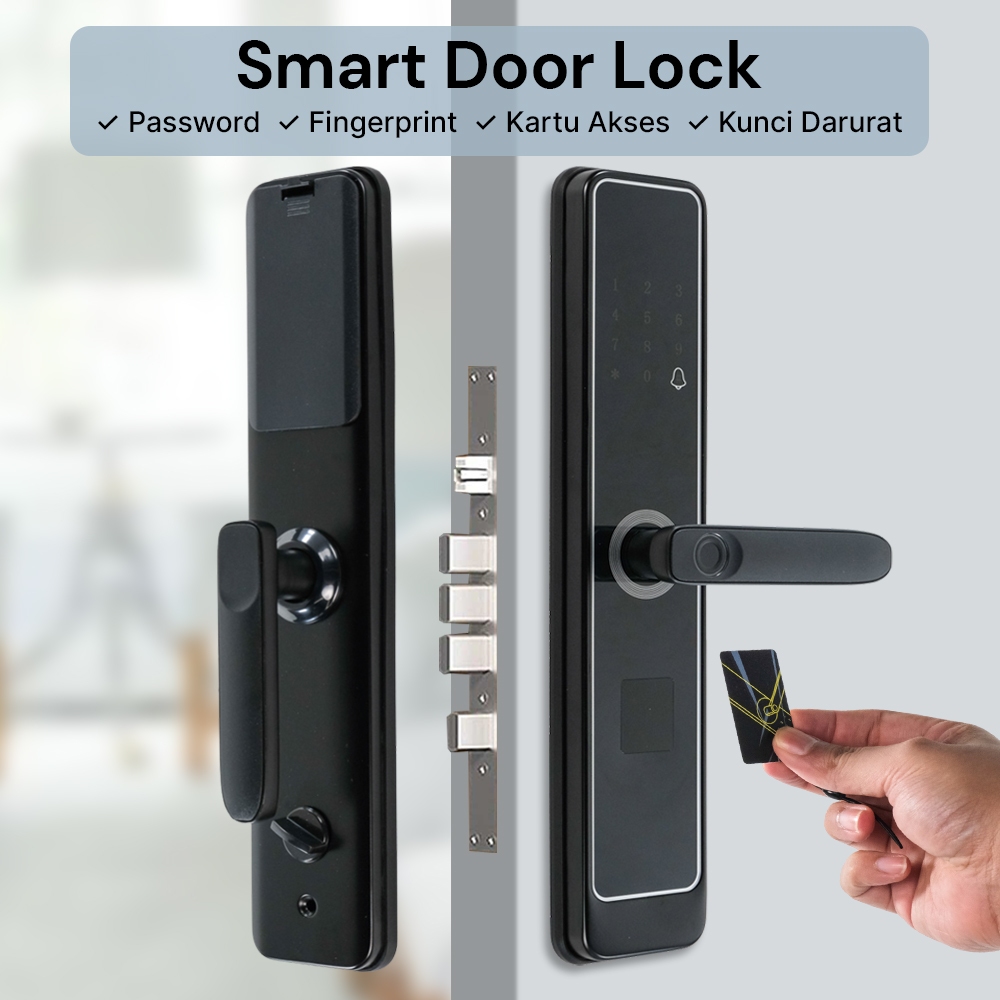 Jual Kunci Pintu Smart Door Lock Password Fingerprint Card Kartu Akses K13-1-J | Shopee Indonesia
