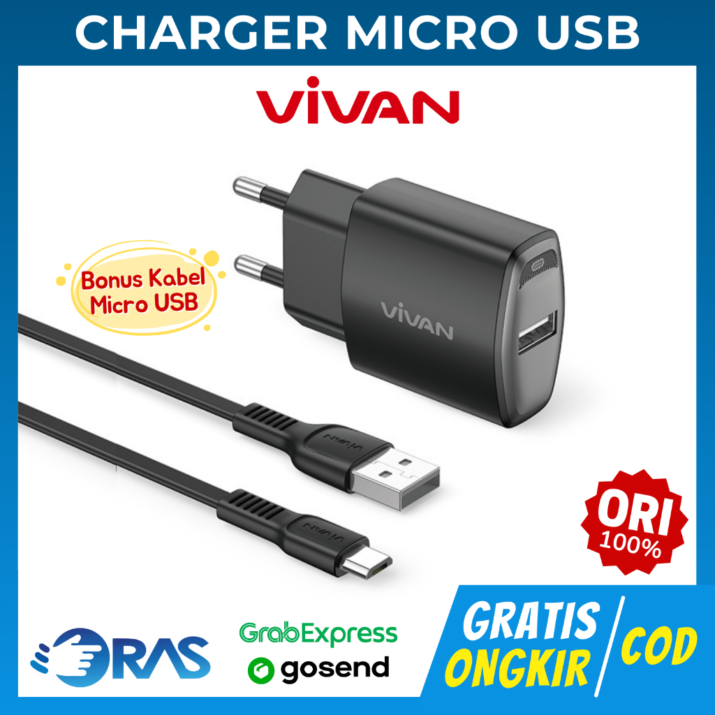 Jual KEPALA CHARGER VIVAN Adaptor Batok Casan HP Fast Charging POWER OVAL 2A | Shopee Indonesia