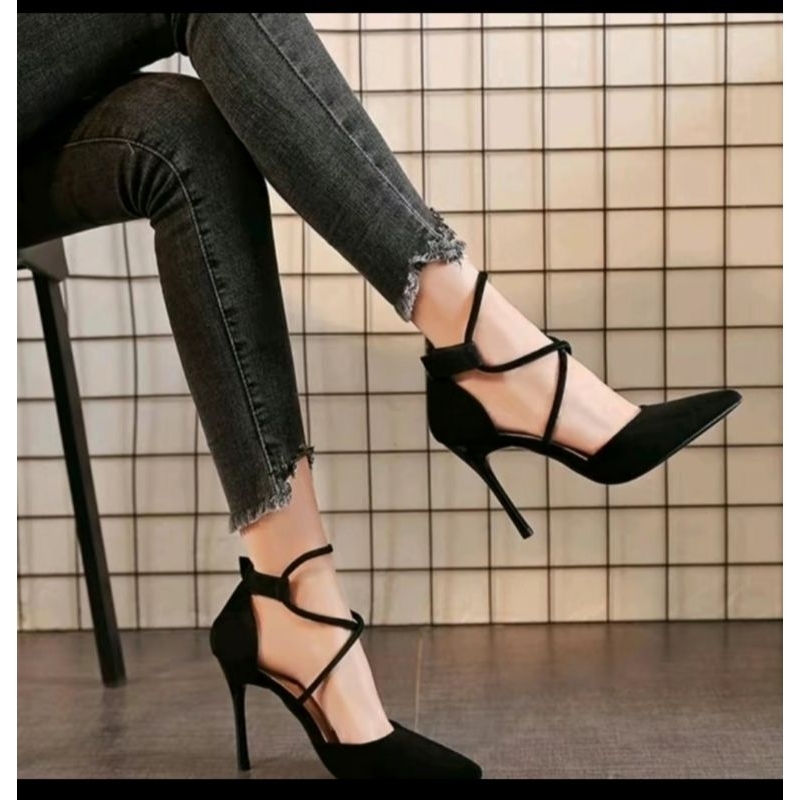Jual sandal heels wanita kekinian SI05//heels bertali 9cm//high heels ...