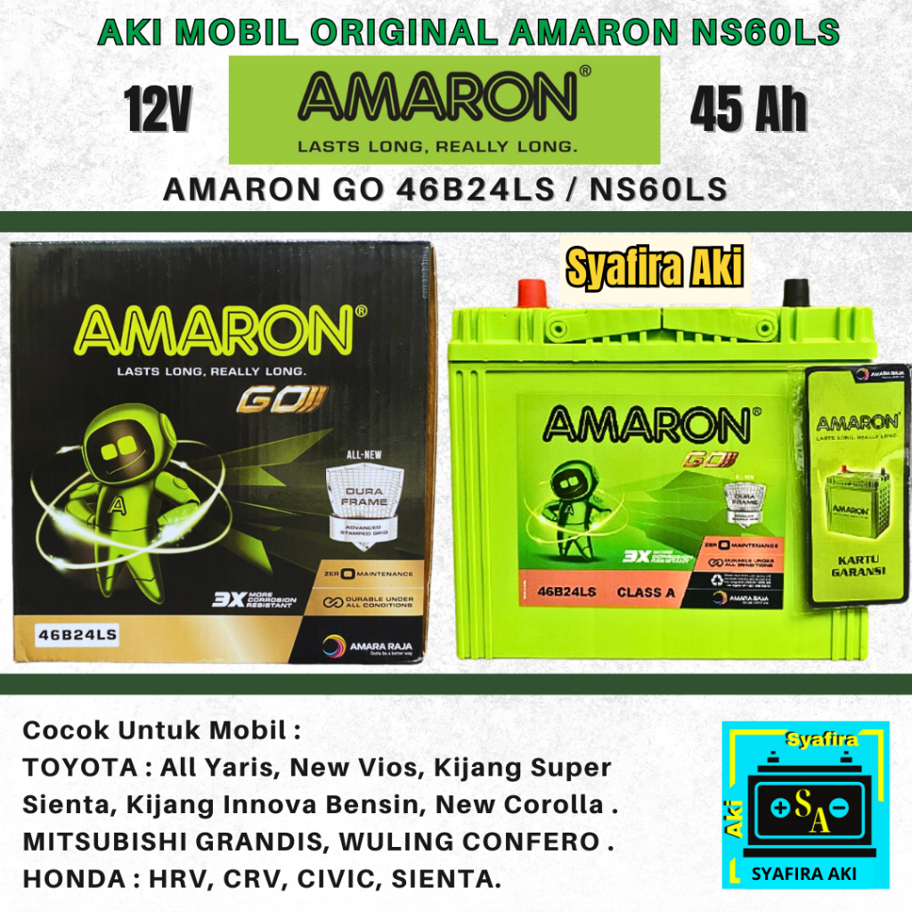 Jual AKI MOBIL ALL TOYOTA YARIS BAKPAO AMARON GO NS60LS MF | Shopee ...