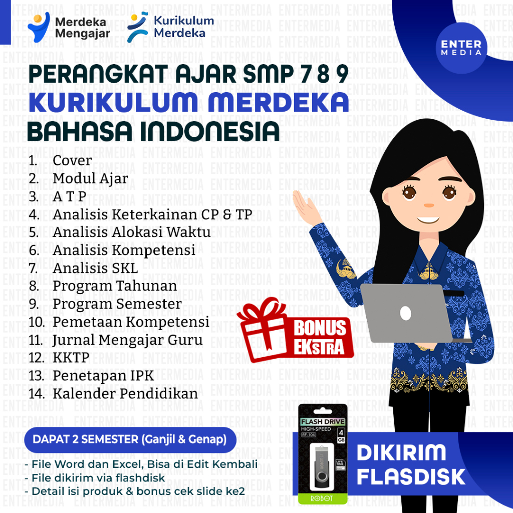 Jual Perangkat Ajar SMP Bahasa Indonesia Kelas 7 8 9 Kumer Modul ...