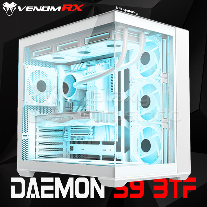 Jual VenomRX DAEMON S9 BTF Tempered Glass ATX Gaming Case - Black White ...