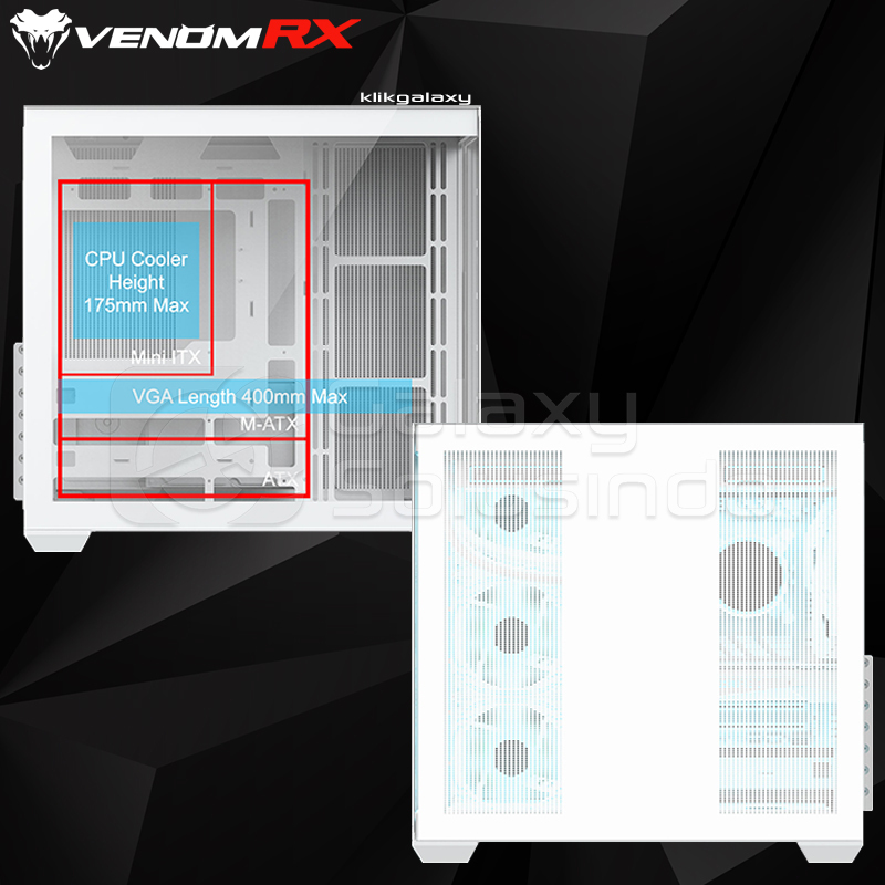 Jual VenomRX DAEMON S9 BTF Tempered Glass ATX Gaming Case - Black White ...