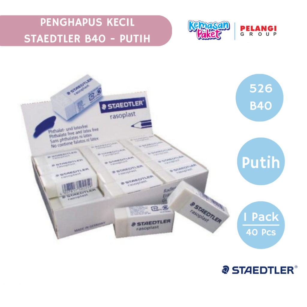 Jual PENGHAPUS STAEDTLER B40 PENGHAPUS PENSIL WARNA PUTIH BOX | Shopee ...