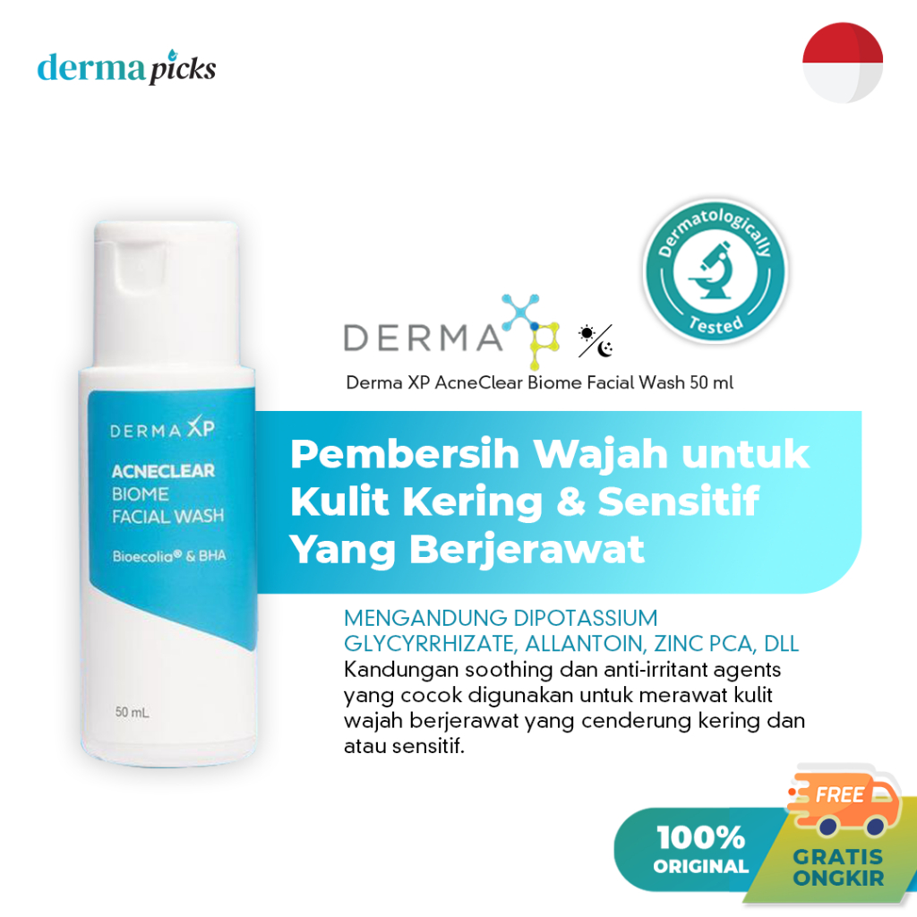 Jual Derma XP AcneClear Biome Facial Wash 50 ml - Pembersih wajah kulit ...