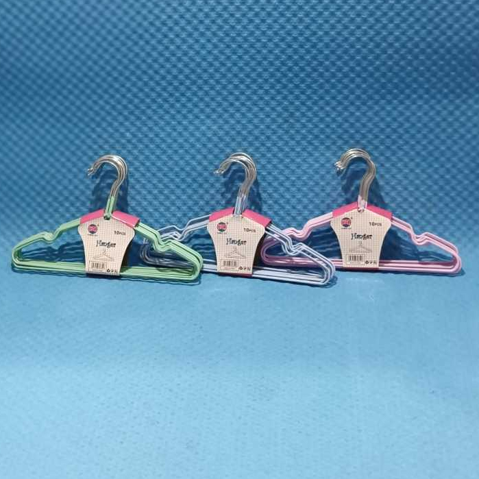 Jual Hanger Baju Stainless Coating Plastik Ukuran Kecil Isi 10 pcs ...