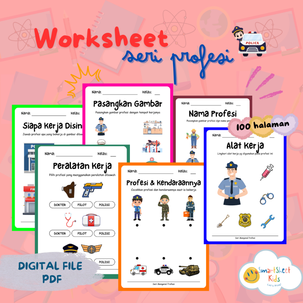 Jual WORKSHEET PRINTABLE Anak Seri Mengenal Profesi untuk Usia 3 4 5 ...