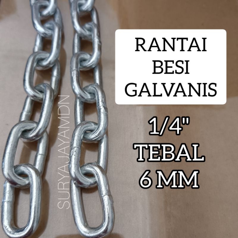 Jual RANTAI BESI KAPAL BERAT GALVANIS 1/4 INCH 6MM / RANTAI BESI SEDANG ...