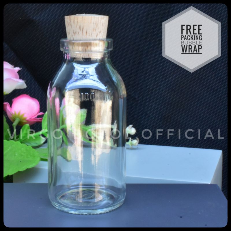 Jual Botol Kaca 100ml Tutup Kayu Gabus Craft - Natural | Shopee Indonesia