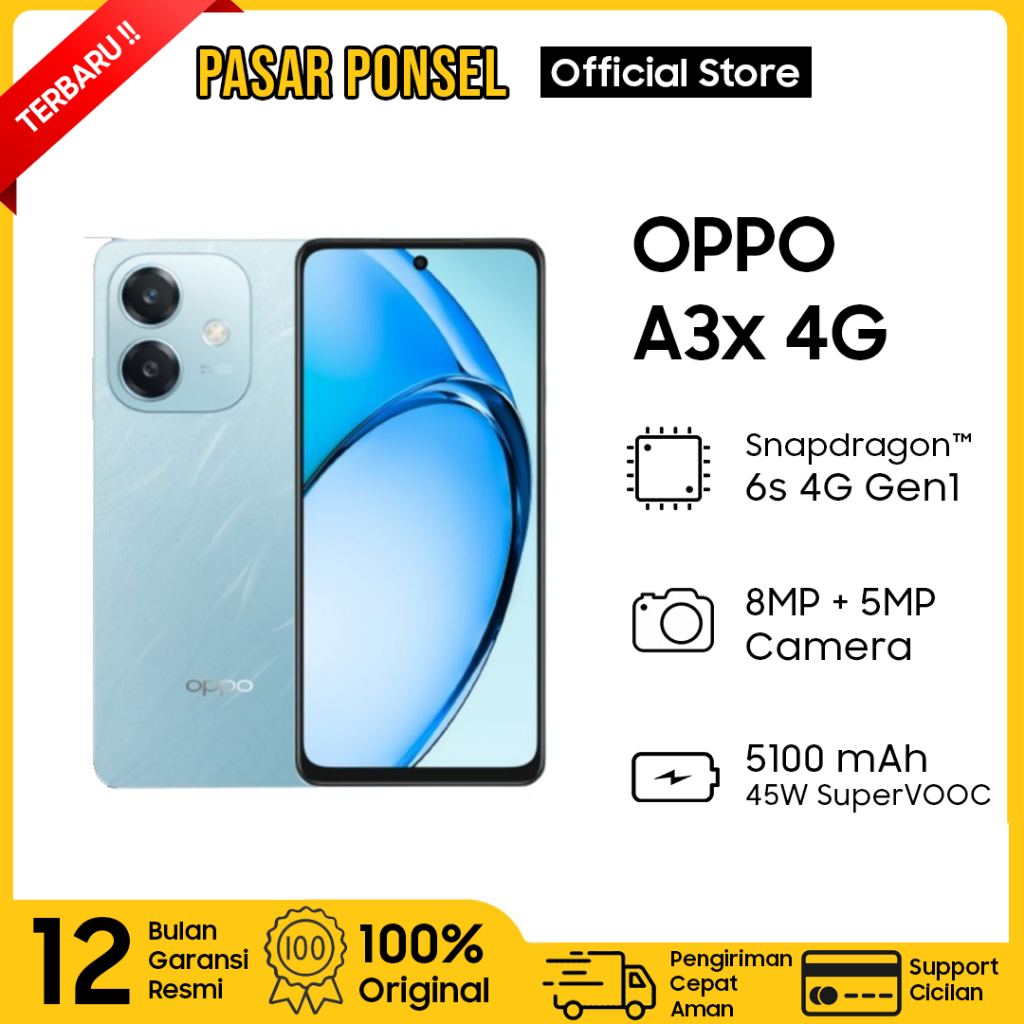 Jual OPPO A3X 4/64 GB GARANSI RESMI TERMURAH | Shopee Indonesia