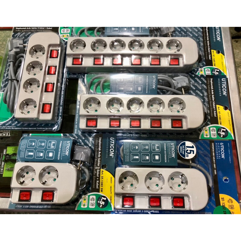 Jual Uticon Stop Kontak dengan Individual Switch / Saklar On Off 2, 3 ...