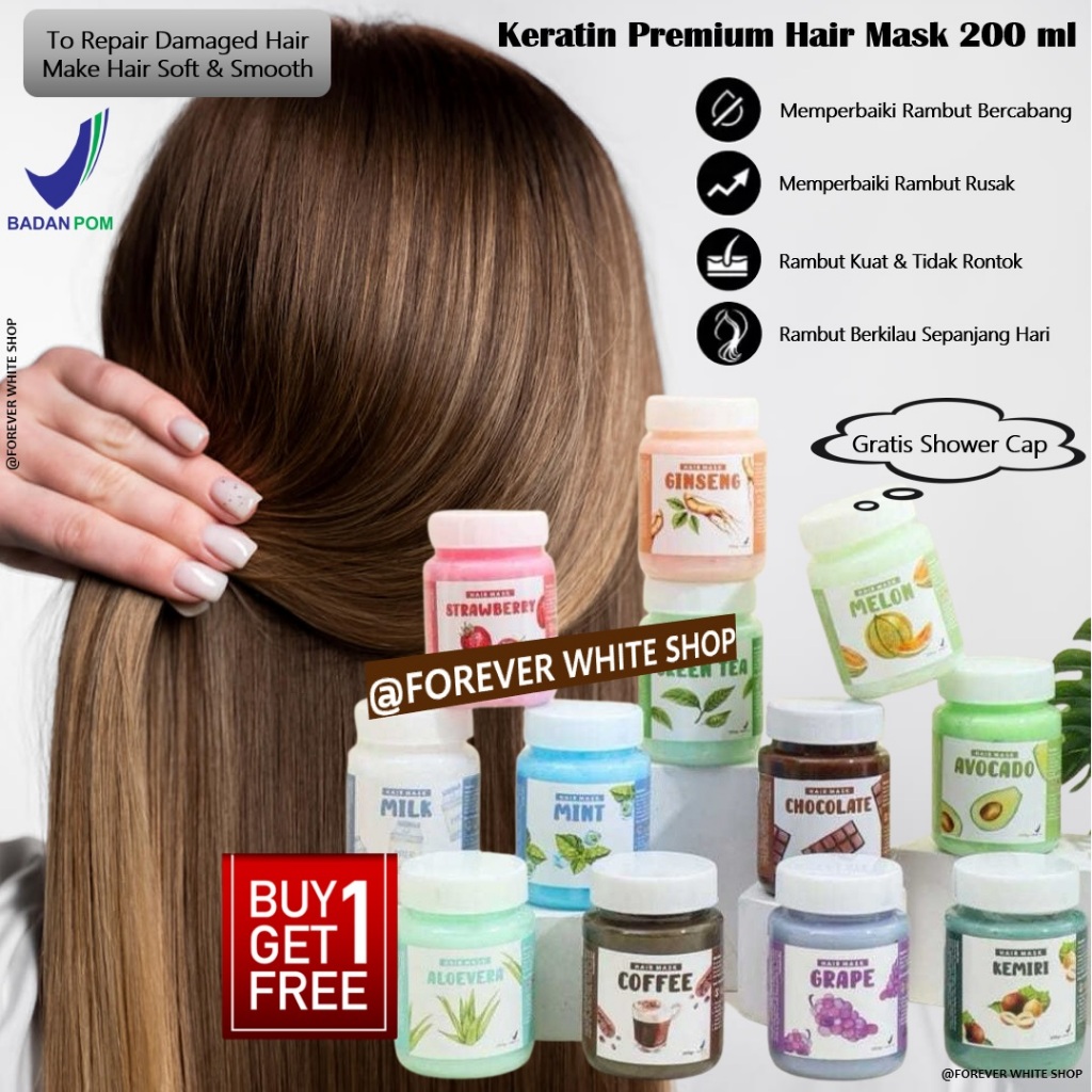 Jual Beli 1 GRATIS 1 !!! Premium Hair Mask Salon BPOM 200 ml Perawatan ...