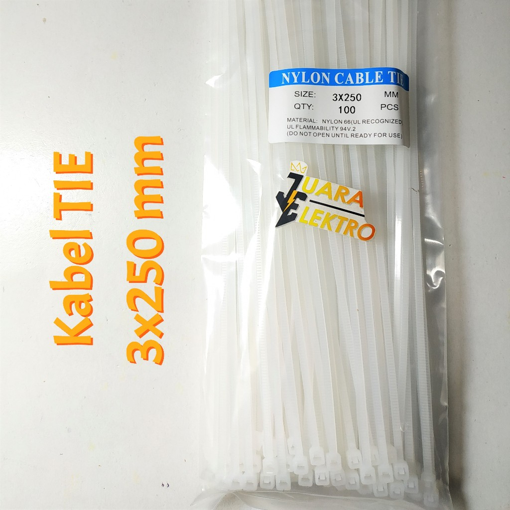 Jual Kabel TIS 3 x 250 mm | Tie Kabel Ukuran 3x250 mm HITAM - PUTIH Kabel Ties | Shopee Indonesia