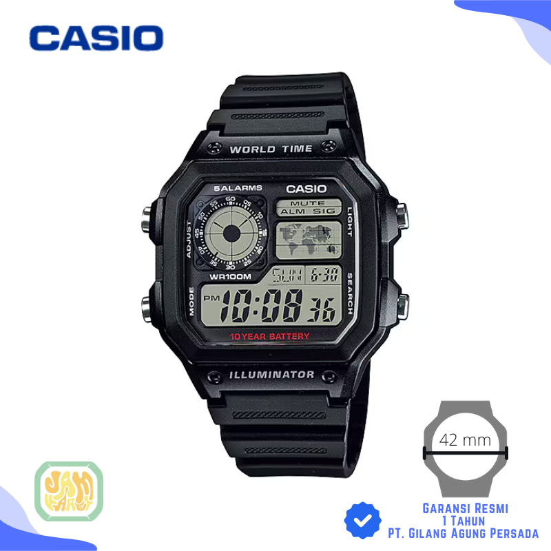 Jual JAM TANGAN PRIA CASIO AE-1200WH-1A ORIGINAL - AE1200WH HITAM | Shopee Indonesia